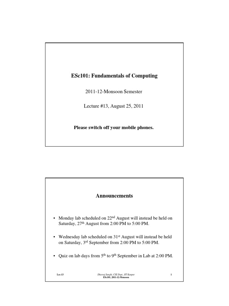 Esc101: Fundamentals of Computing Esc101: Fundamentals of Computing | PDF | Parameter (Computer ...