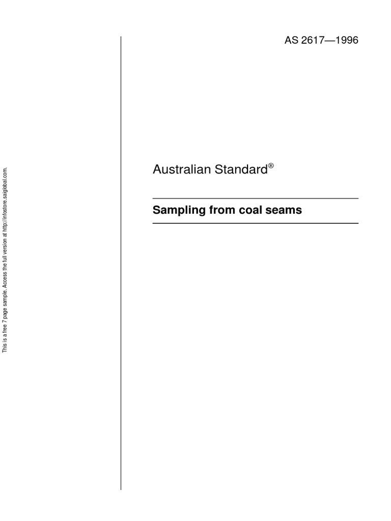 As 2617-1996 Sampling From Coal Seams | PDF | Sampling (Statistics) | Coal