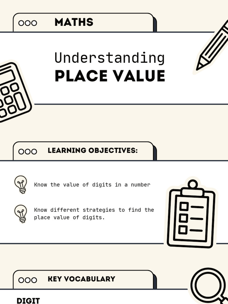 Place Value Maths Presentation in Cream Minimalist Style | PDF