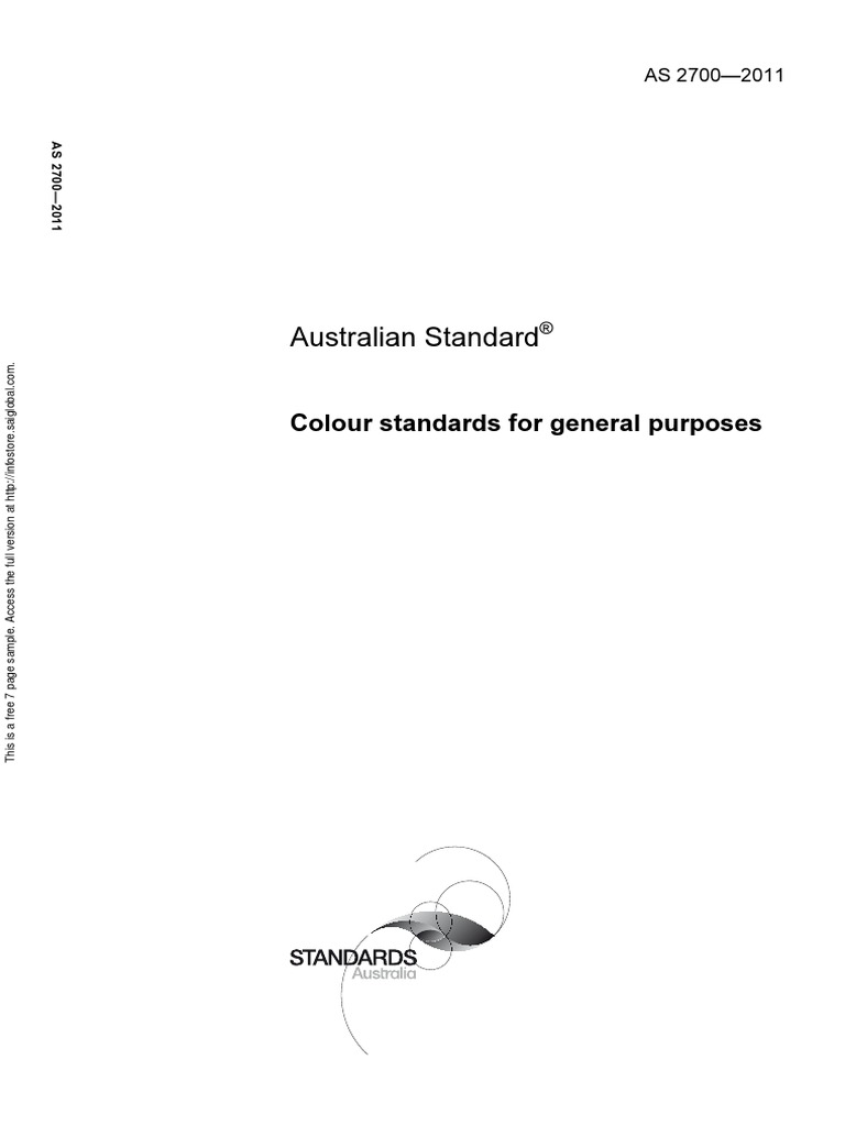 As 2700-2011 Colour Standards For General Purposes | PDF | Business