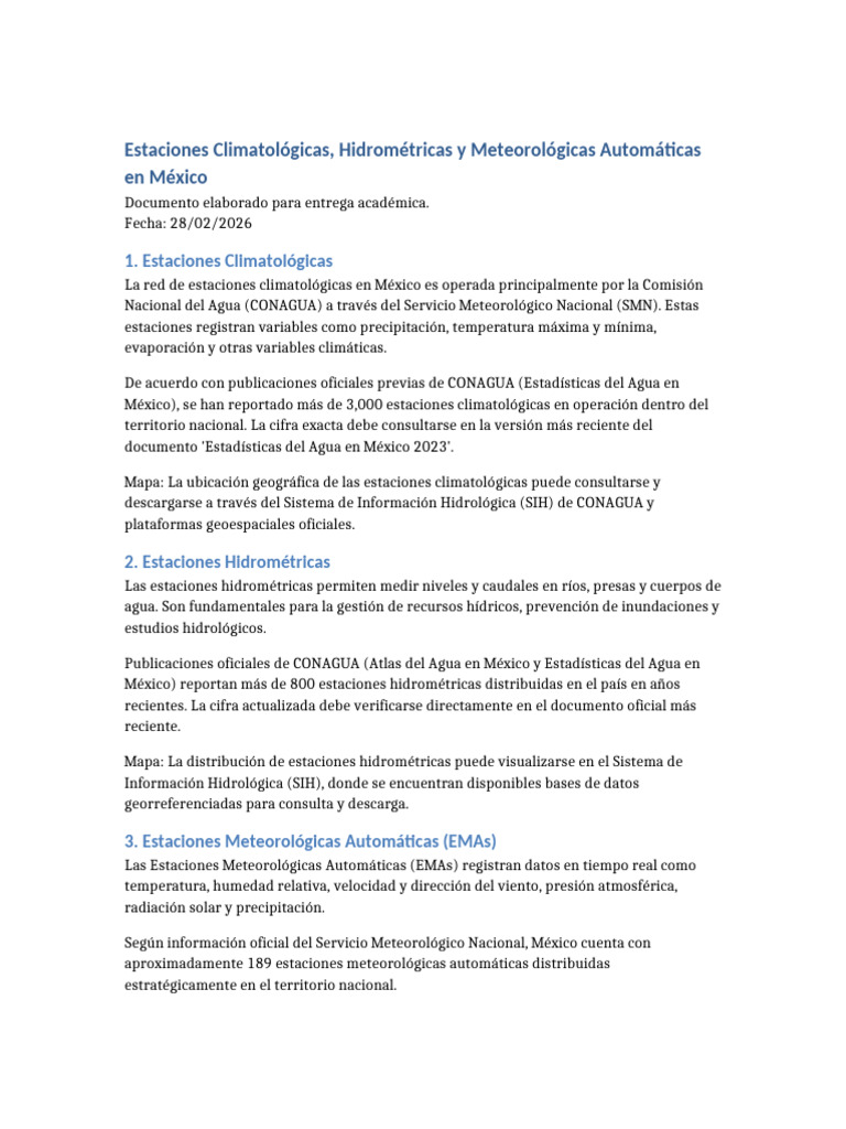 Estaciones Climatologicas Hidrometricas Meteorologicas Mexico | PDF ...