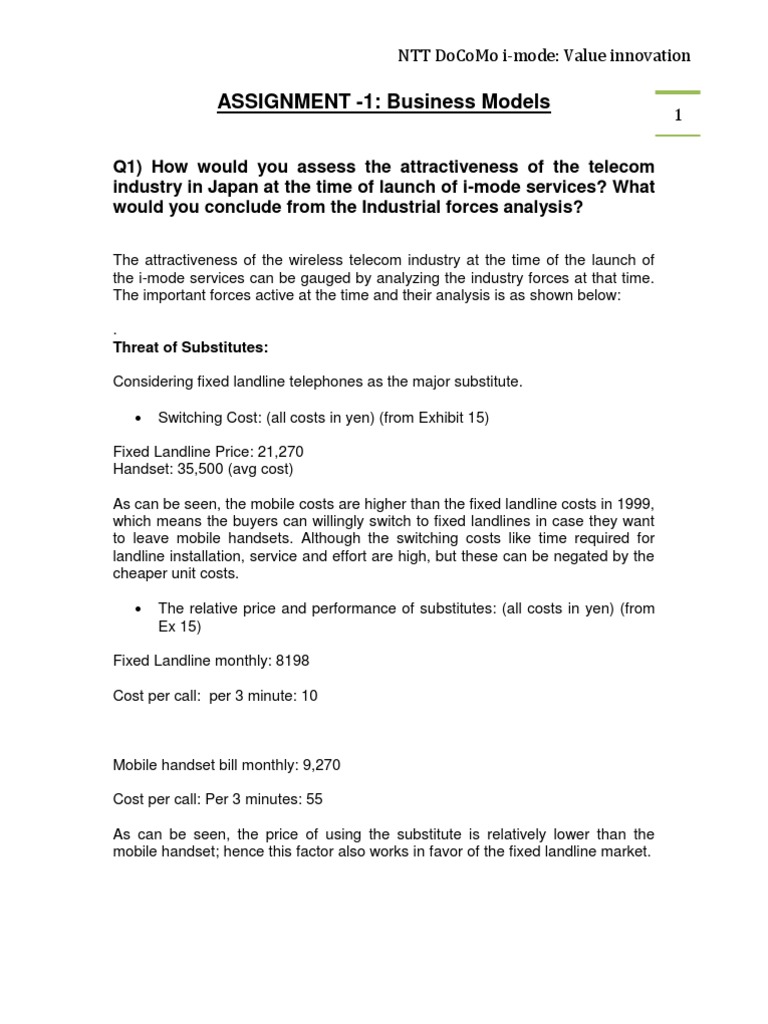ASSIGNMENT - 1: Business Models | PDF | Telecommunications | Business