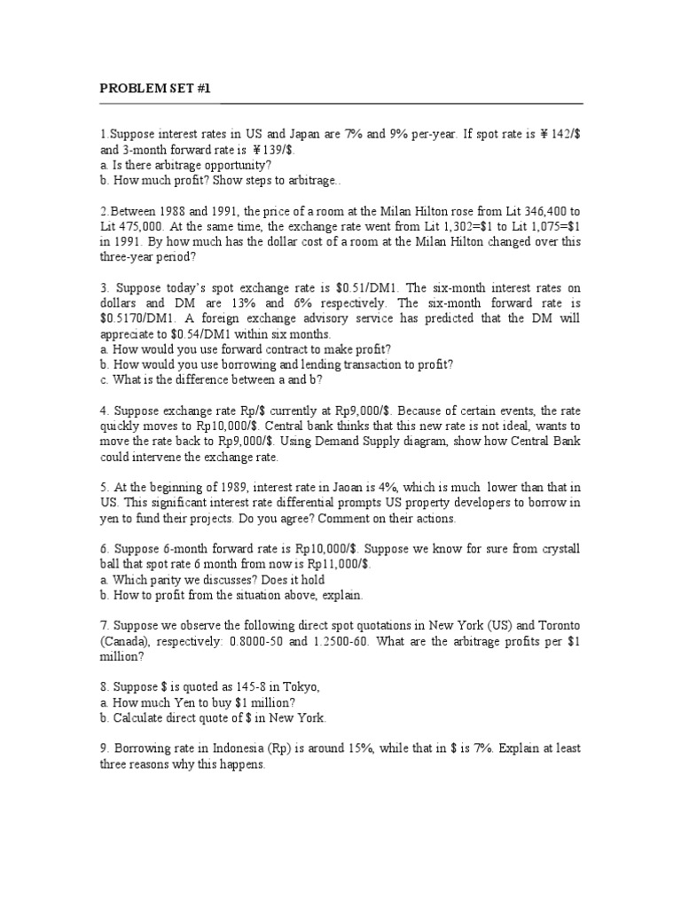 Arbitrage and Exchange Rate Problems | PDF | Arbitrage | Exchange Rate