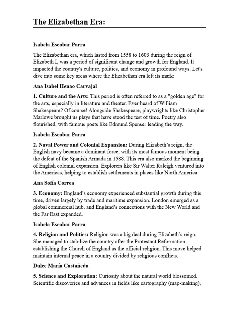 The Elizabethan Era | PDF | Elizabethan Era | England