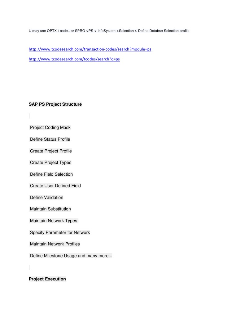Sap Ps Project Structure: U May Use Optx T-Code.. or Spro - Ps ...