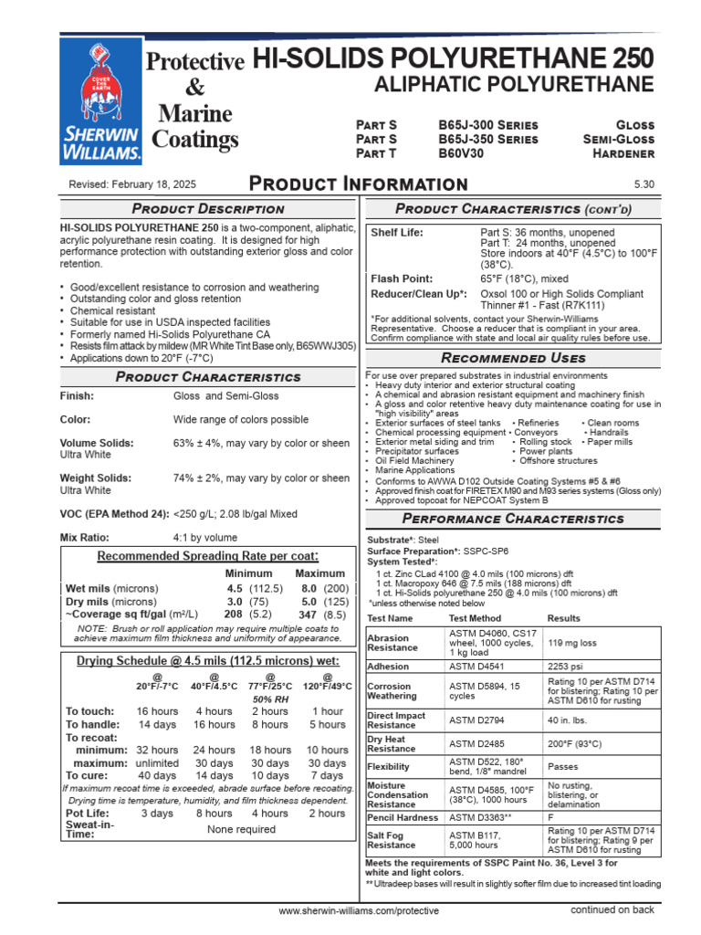 HI Solids Poly 250 Data Sheet | PDF | Coating | Chemical Substances