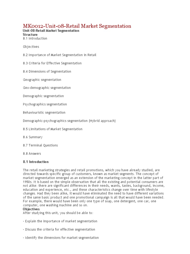 Retail Market Segmentation | PDF | Market Segmentation | Lifestyle ...