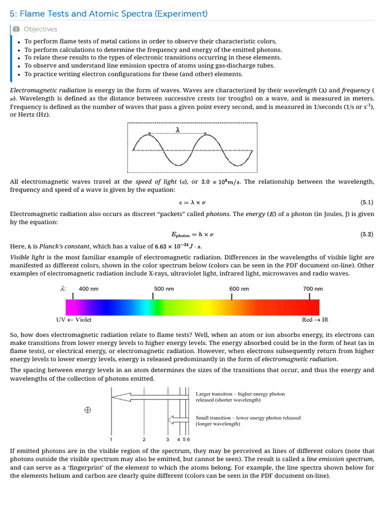 5 - Flame Tests and Atomic Spectra (Experiment) - Chemistry Libre | PDF ...