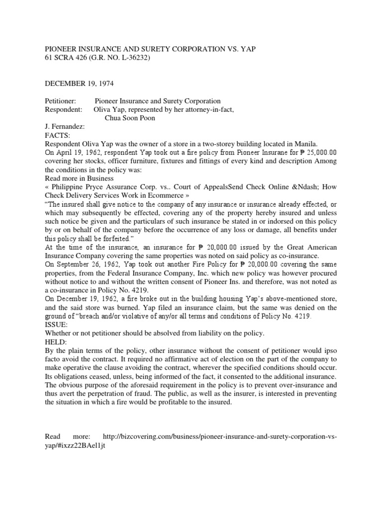 Pioneer Insurance and Surety Corporation Vs | PDF | Insurance | Civil ...