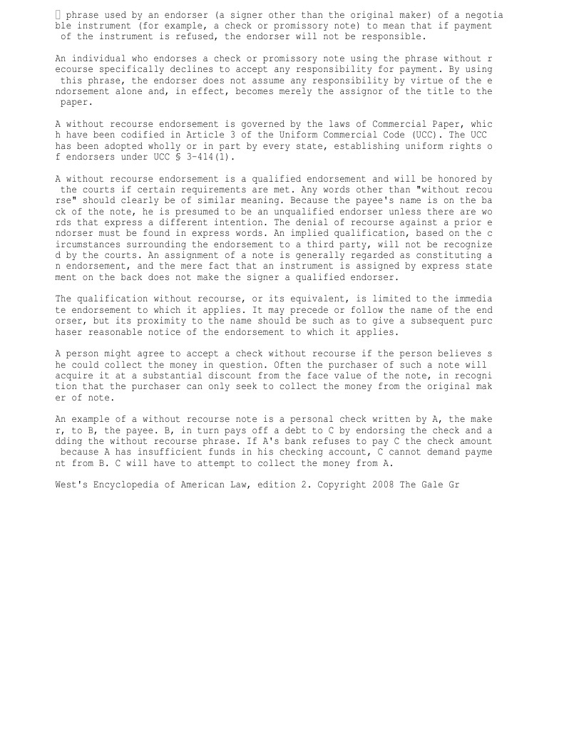What Is Without Recourse? | PDF | Negotiable Instrument | Money