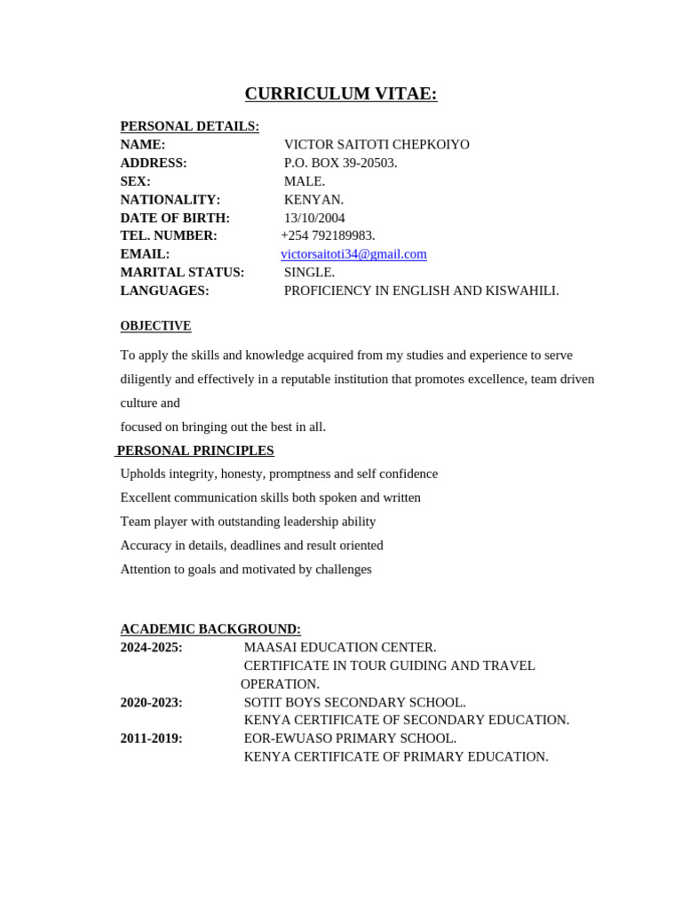 Saitoti CV | PDF