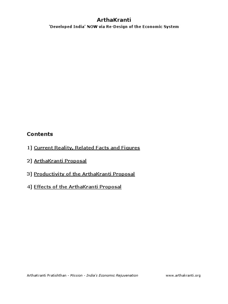 ArthaKranti Proposal Synopsis | PDF | Indian Black Money | Taxes