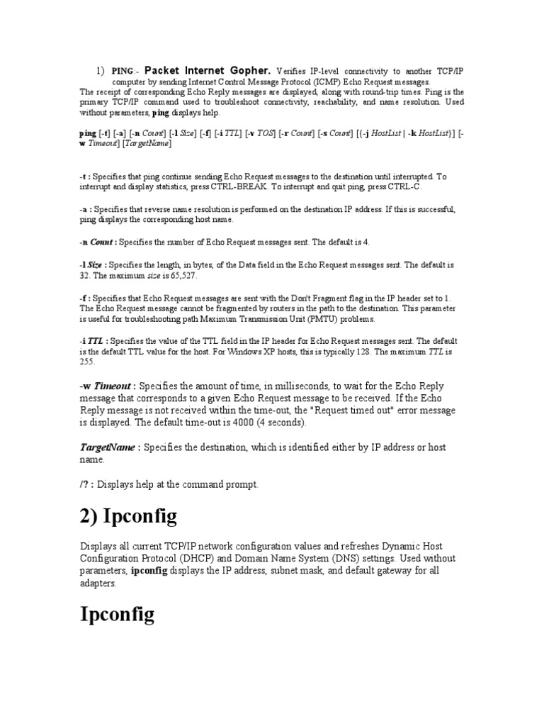 TCP Ip Commands | PDF | Domain Name System | Ip Address