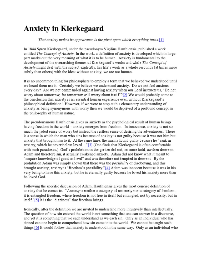 Anxiety in | PDF | Søren Kierkegaard | Faith