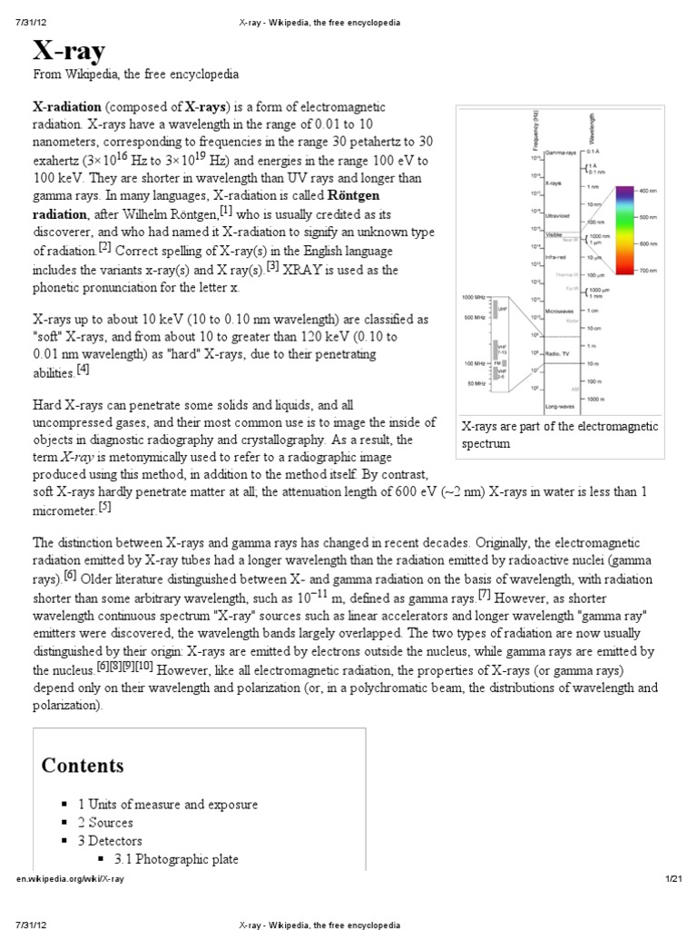 X-Ray - Wikipedia, The Free Encyclopedia | PDF | X Ray | Ct Scan