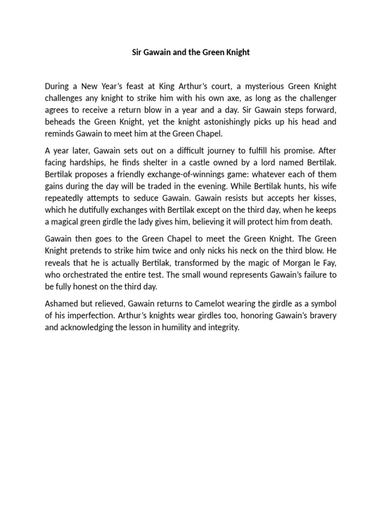 Sir Gawain and The Green Knight | PDF