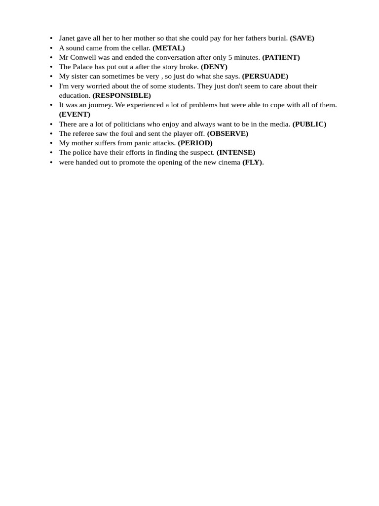 Word Formation English Advanced 1 | PDF