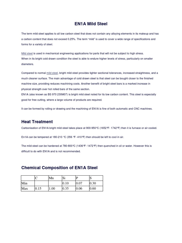 EN1A - Mild Steel | PDF | Steel | Industrial Processes