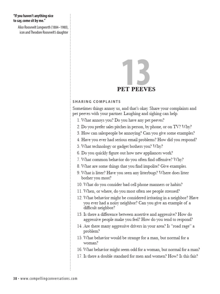 Compelling Conversations 13 Pet Peeves | PDF