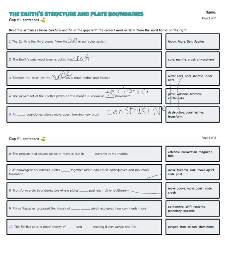 The Earths Structure and Plate Boundaries | PDF | Plate Tectonics | Earth