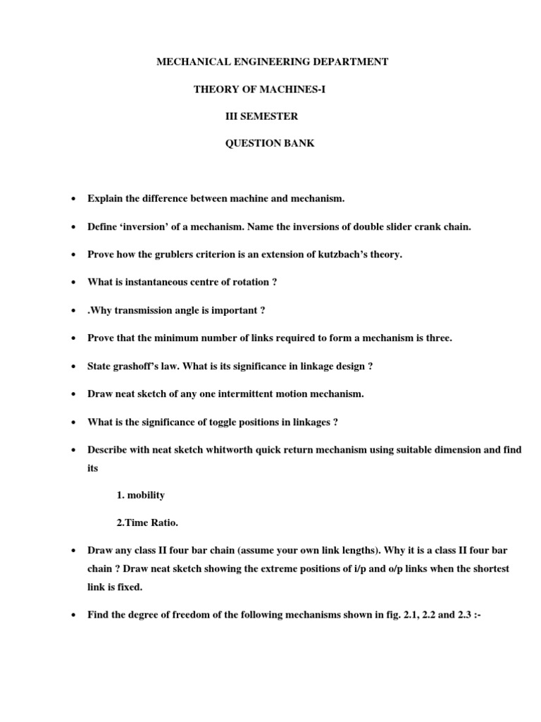 Theory of Machines-I - 012110043744 - 1 | PDF | Gear | Kinematics