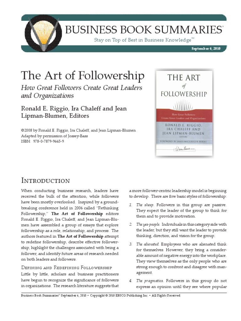 The Art of Followership: Business Book Summaries | PDF | Identity ...