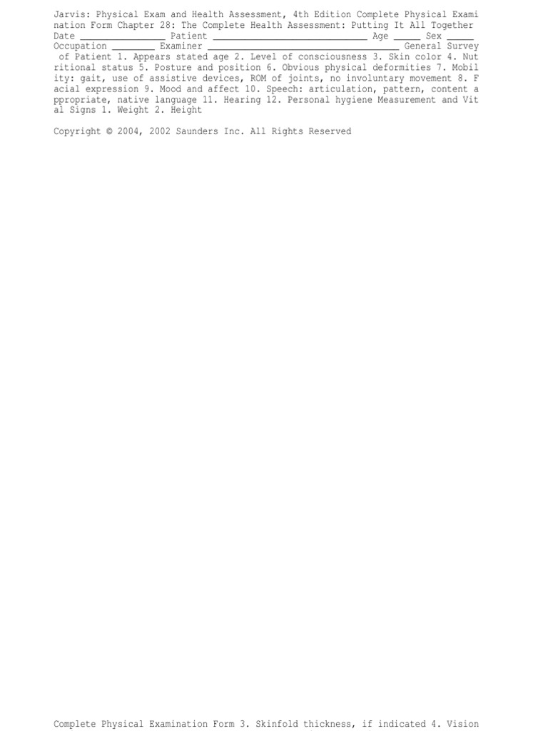 Complete Physical Exam Form For Nurses | PDF