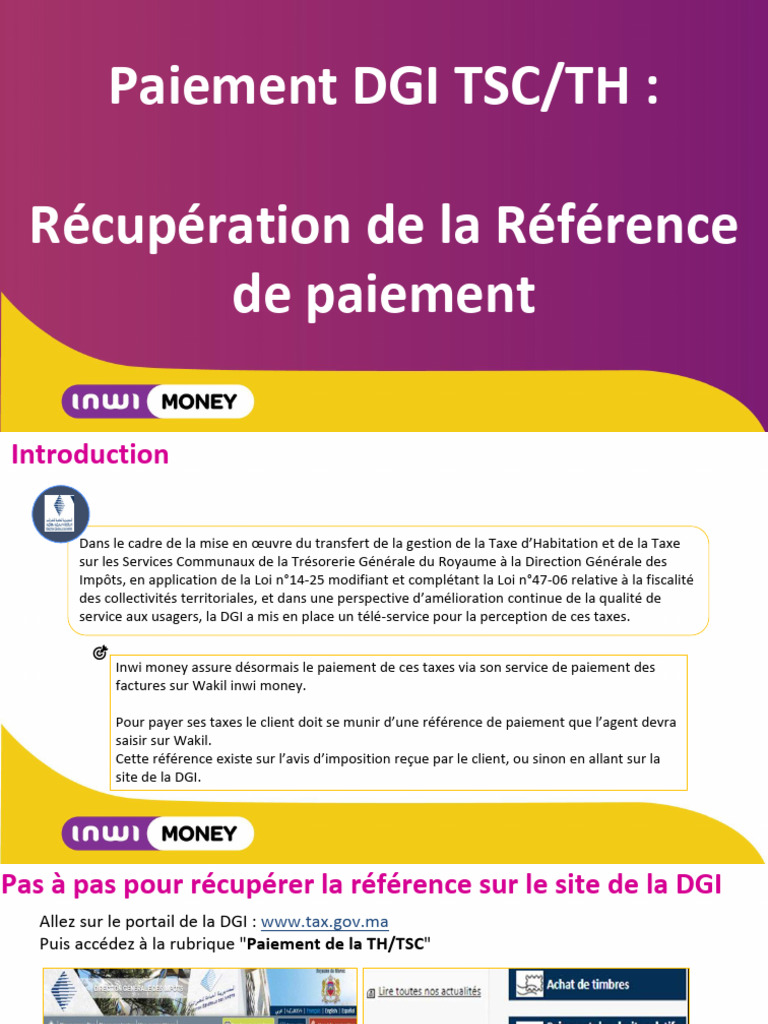 Paiement DGI TSC TH Récupération de La Référence de Paiement | PDF