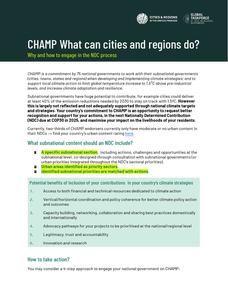 Champ What Can Cities and Regions Do | PDF | Change | Climate Change