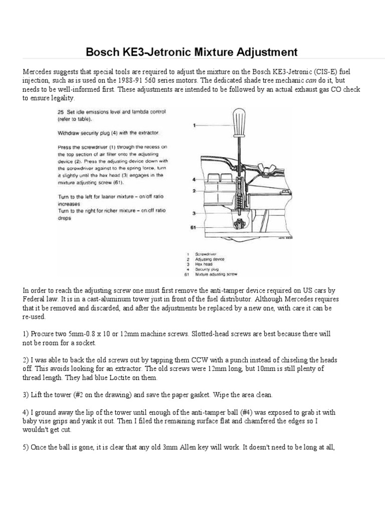 Bosch KE3-Jetronic Mixture Adjustment | PDF | Ignition System | Throttle