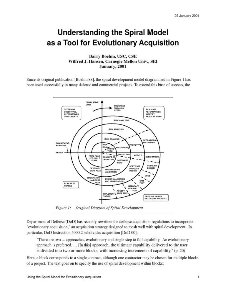 Understanding The Spiral Model As A Tool For Evolutionary Acquisition ...