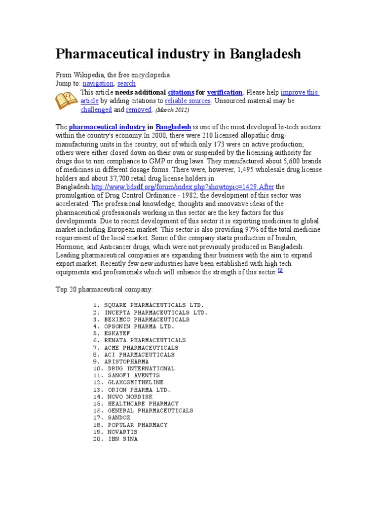 Pharmaceutical Industry in Bangladesh | PDF | Pharmaceutical Drug ...