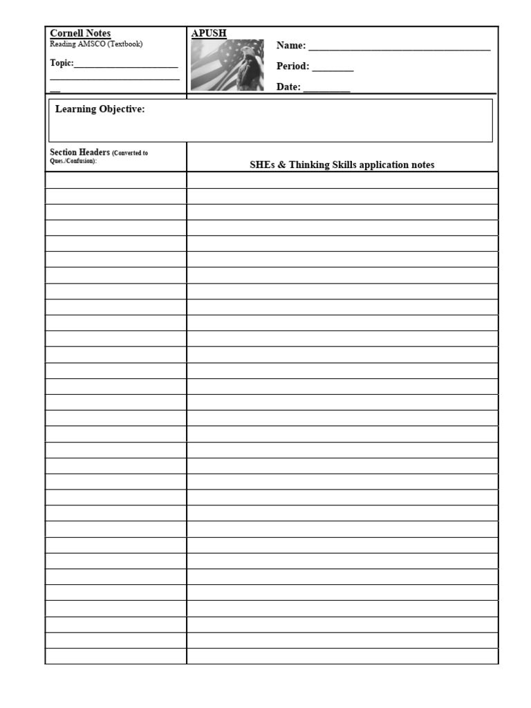 APUSH Cornell Note Sheets | PDF