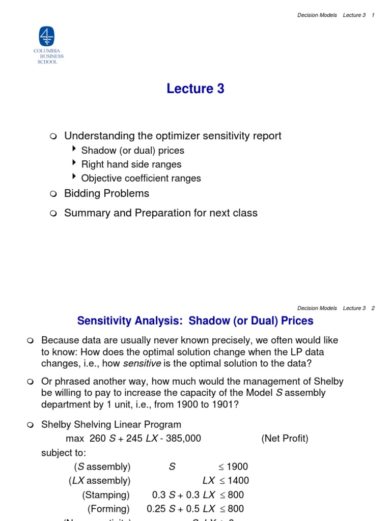 Understanding The Optimizer Sensitivity Report | PDF | Mathematical Optimization | Profit ...