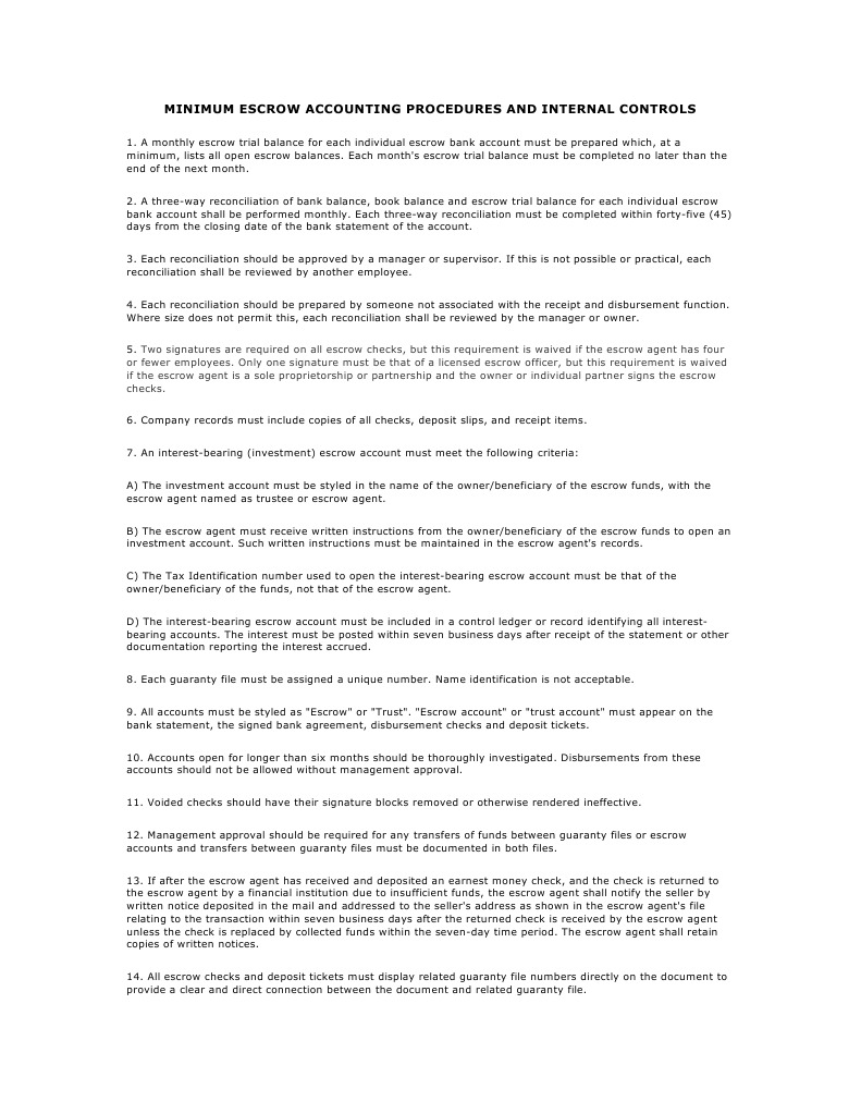 Texas Escrow Accounting Procedures | PDF | Cheque | Banks