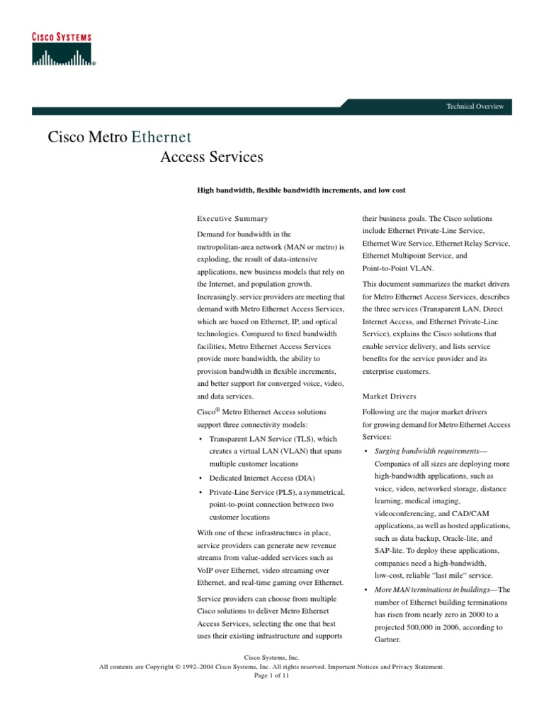 Cisco Metro Ethernet | PDF | Quality Of Service | Internet Service Provider