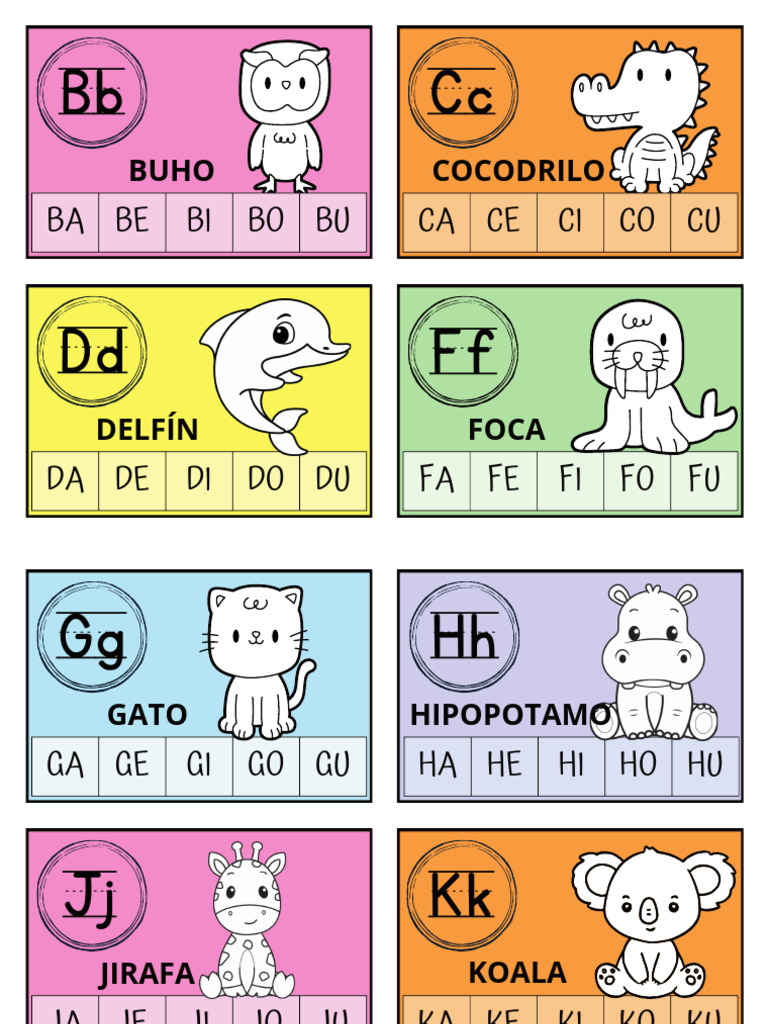 Tarjetas Educativas Lectoescritura Sílabas Lúdico Colorido | PDF