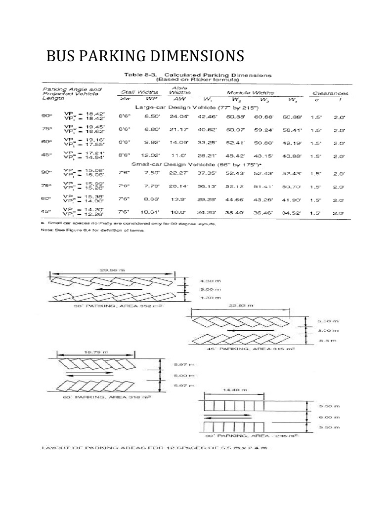 Bus Parking Dimensions | PDF