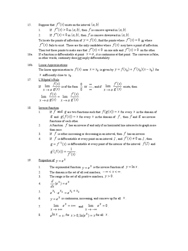 Calculus Cheat Sheet Part 2 | PDF | Function (Mathematics) | Integral