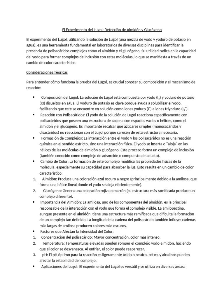 Consideraciones y Posibles Fuentes de Error-WPS Office | PDF | Almidón ...