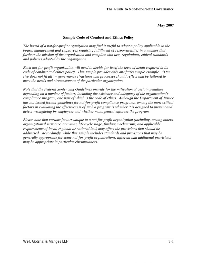 The Guide To Not-For-Profit Governance: Weil, Gotshal & Manges LLP ...