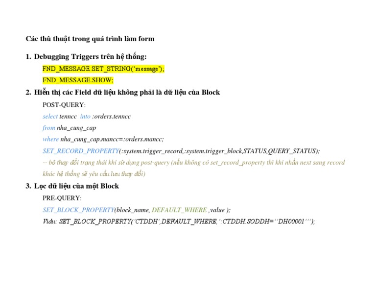 Các thủ thuật trong quá trình làm form | PDF