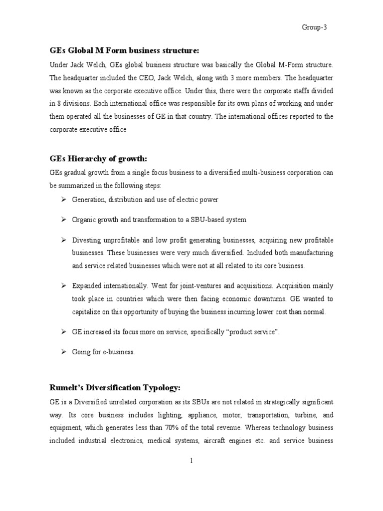 Ges Global M Form Business Structure | PDF | General Electric ...