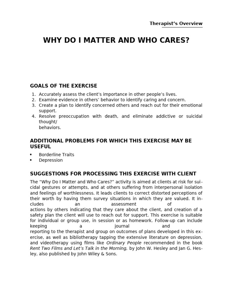 Why Do I Matter and Who Cares | PDF | Cognition | Social Psychology