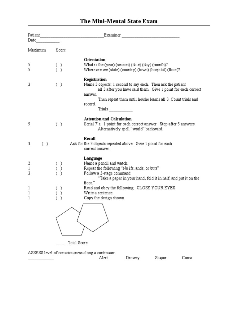 The Mini-Mental State Exam: Orientation | PDF | Self Harm | Mental Health
