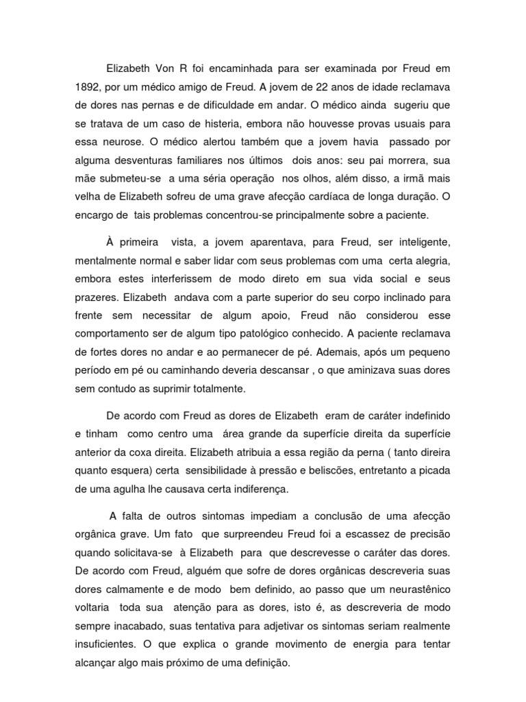 Elizabeth Von R | PDF | Dor | Histeria