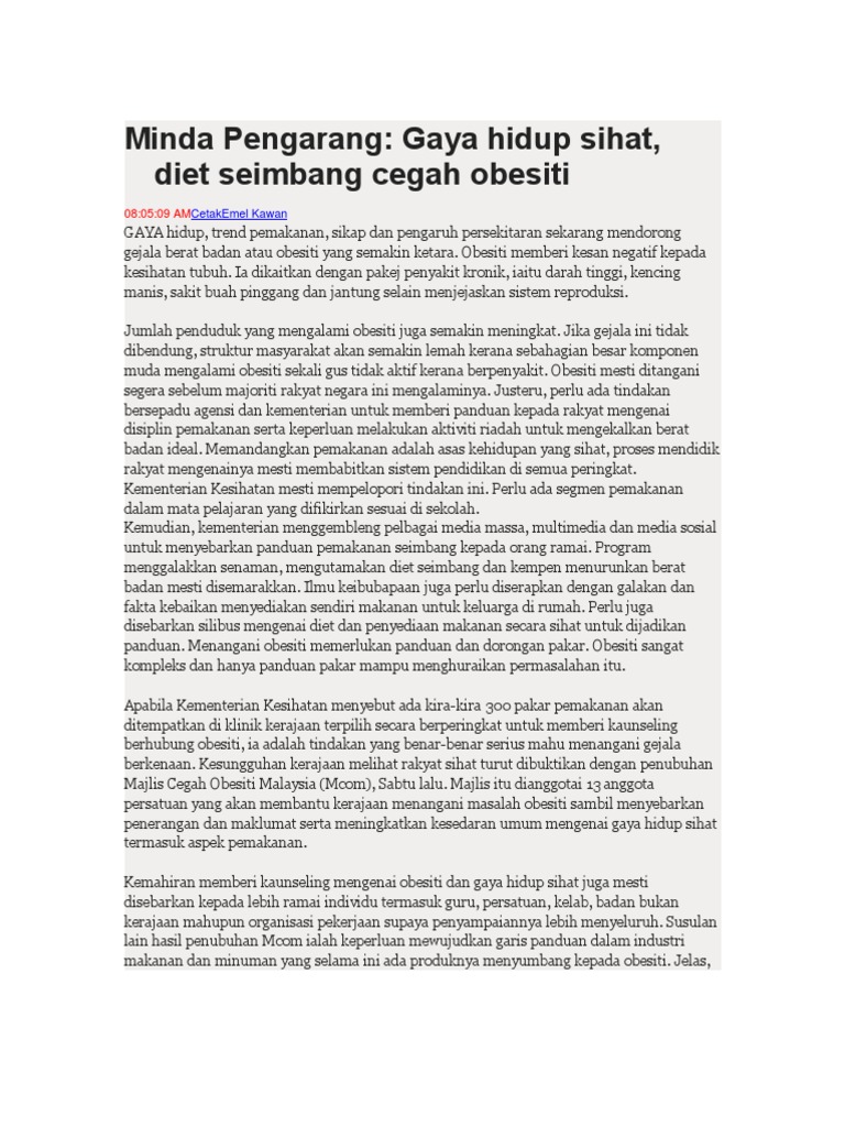 Artikel Gaya Hidup Sihat | PDF