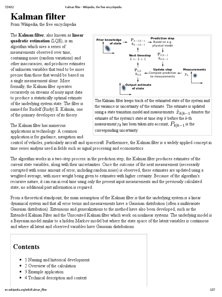 Kalman Filter - Wikipedia, The Free Encyclopedia | PDF | Kalman Filter ...