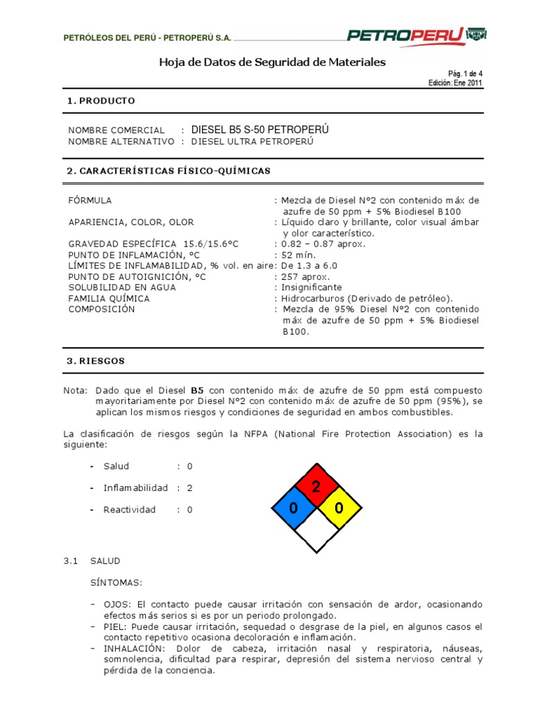 Hoja Seguridad Diesel