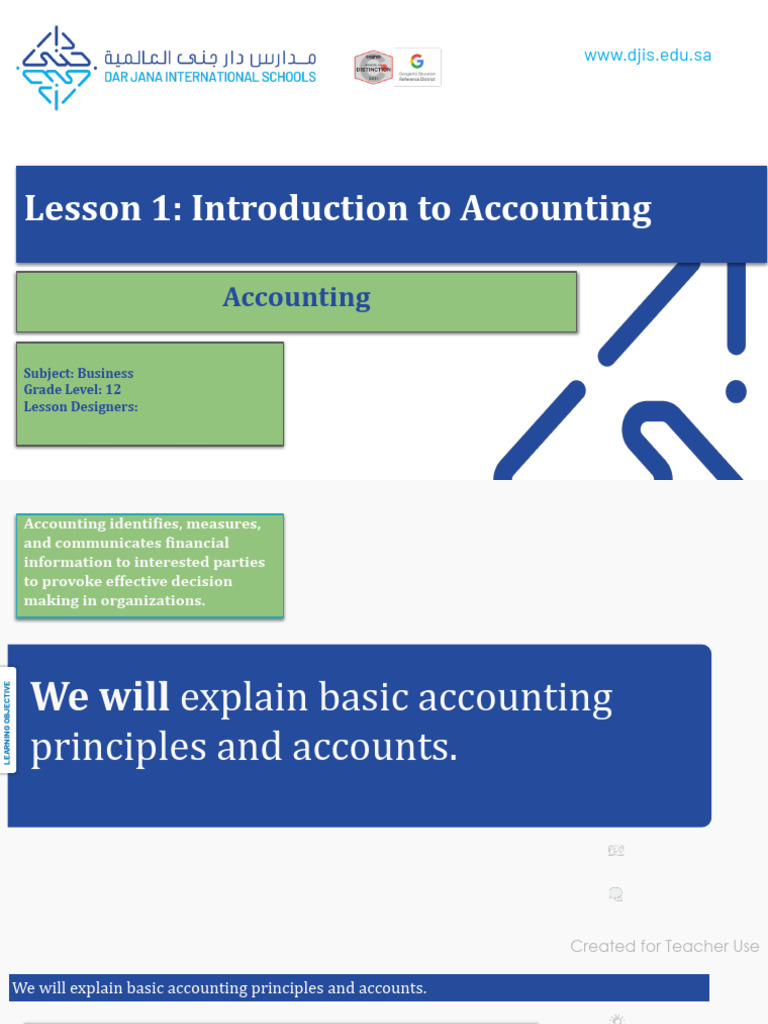 Lesson 1 - Introduction To Accounting | PDF | Expense | Equity (Finance)